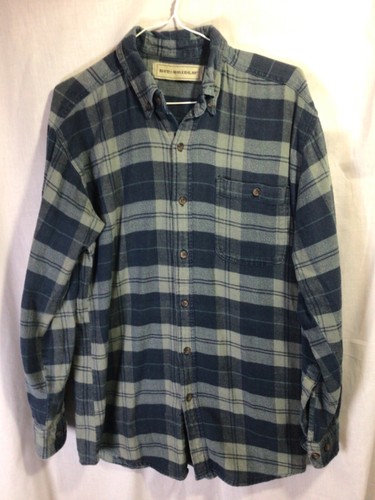 Bit & Bridle Blue Plaid Medium Long Sleeve Cotton Flannel Button Down ...