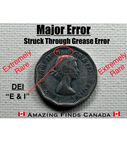 Extremely Rare DEI Major Error Missing EI Letters 1953 Canada 5C Nickel ...