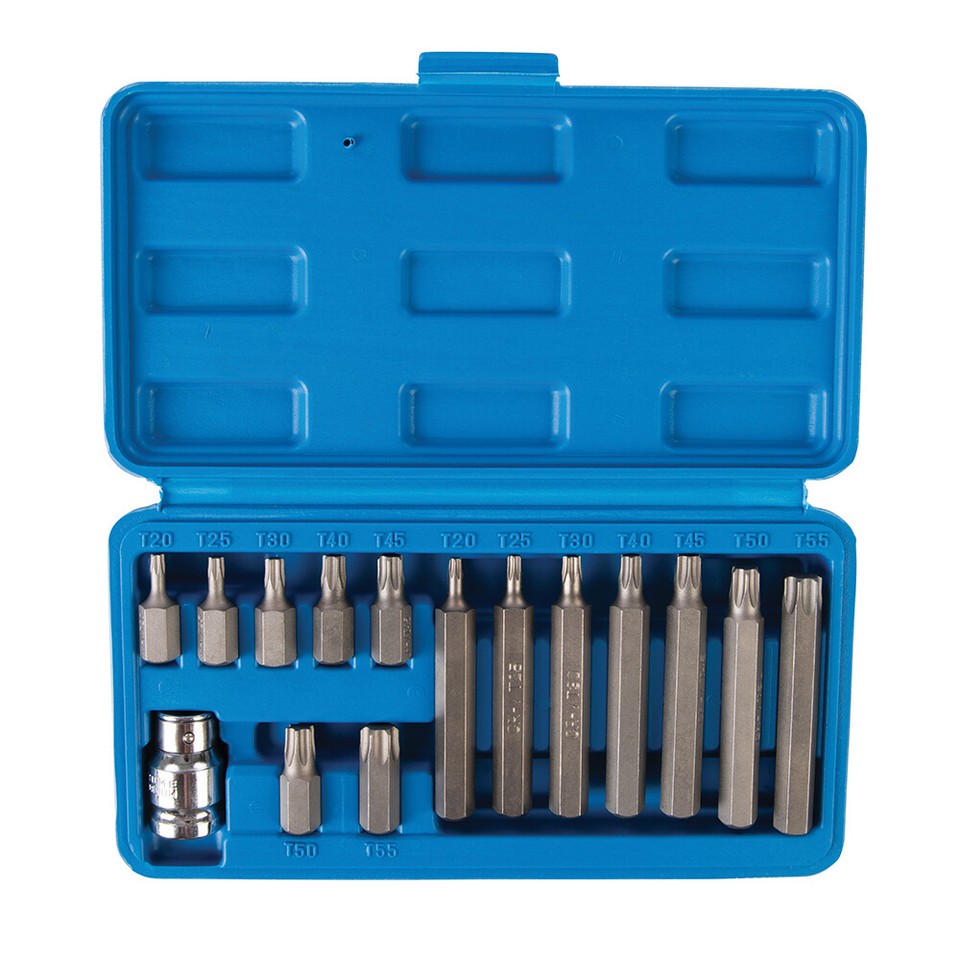 15 Piece TRX & 1/2" Socket Set T20 to T55 Short 30mm & Long 75mm Driver ...