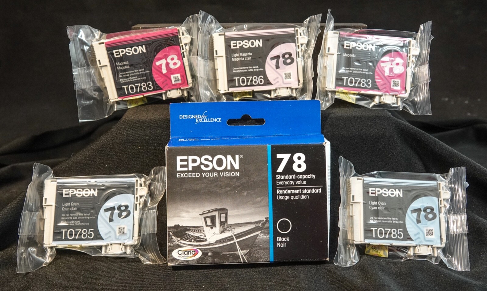 New Epson 78 Standard Ink Cartridges, Black, 2 Magenta, 2 Lt Cyan, 1 Lt ...