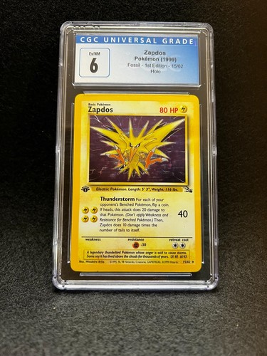 Pokemon 1st Edition ZAPDOS (Holo Rare) Fossil - CGC 6 | eBay
