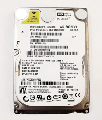 * Open Box * Western Digital 160GB 2.5" SATA Laptop Hard Drive WD HDD ...