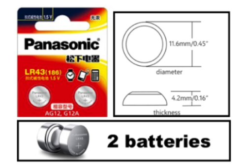 2pcs LR43 1.5V Panasonic Lithium Coin Button Cell Battery AG12, G12A ...