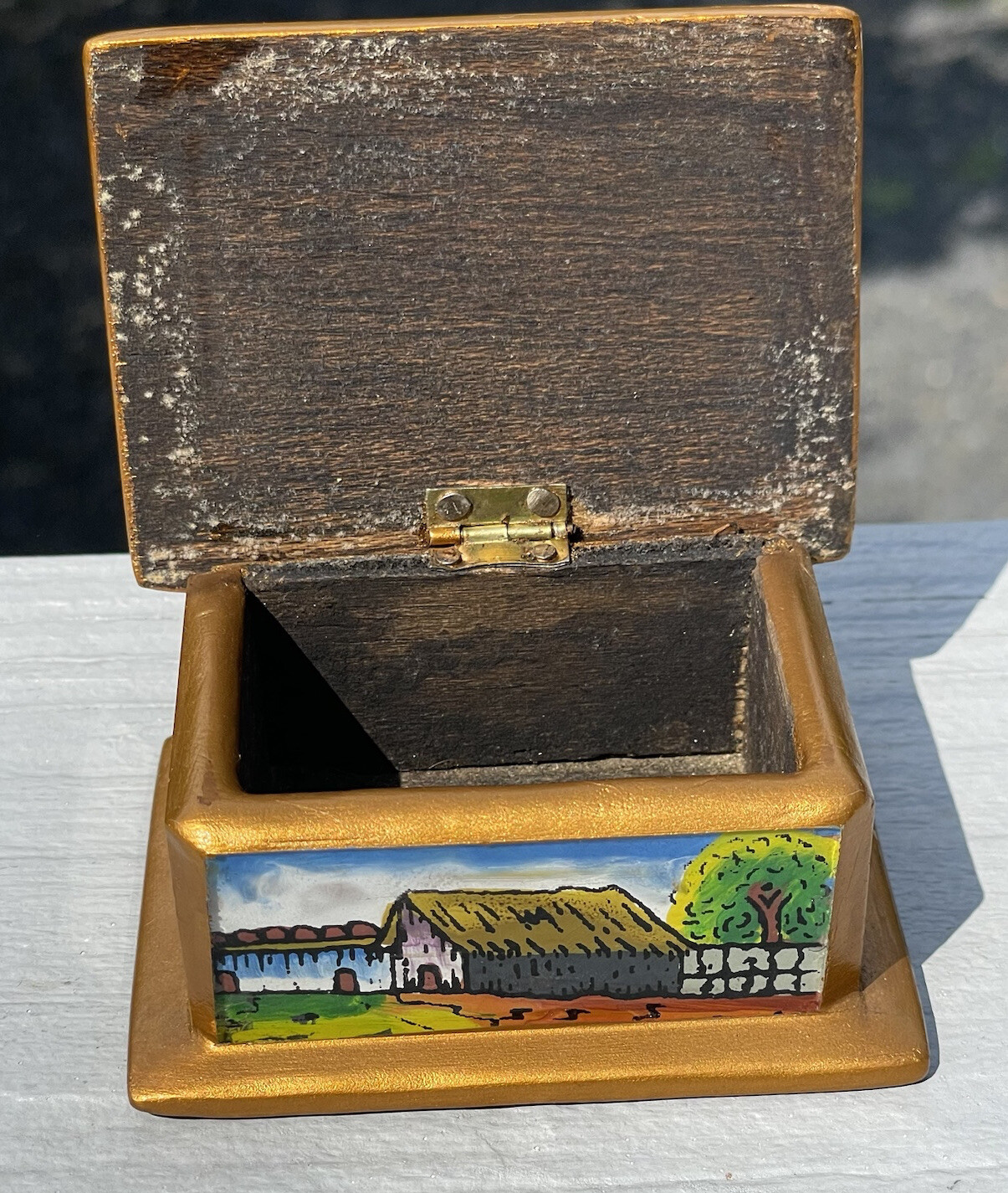 Vintage Reverse Painted Peruvian Folk Art Landscape Scenic Jewelry ...