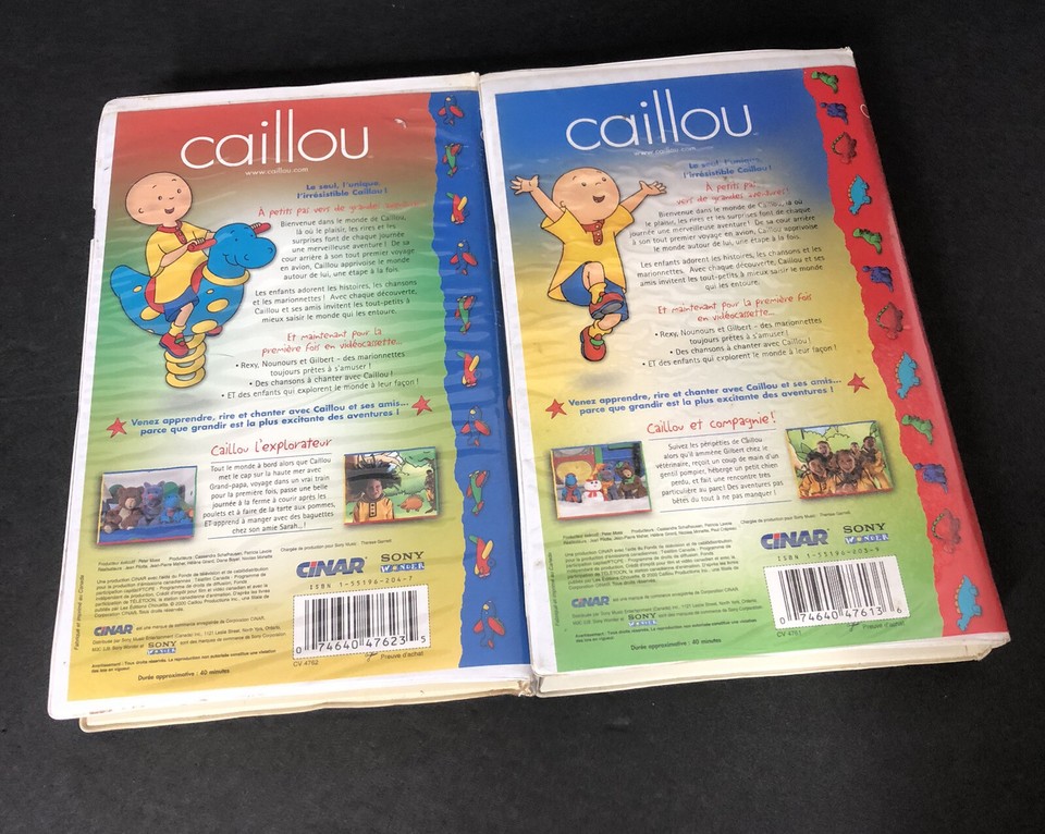 Caillou VHS Tapes FRENCH Language Set of 2 Et Compagnie! and L ...