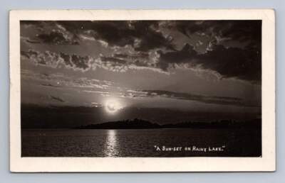 Rainy Lake Sunset ~ Fort Frances Ontario RPPC Antique Photo Postcard ...