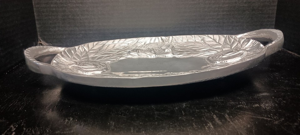 Vintage Solid Cast Pewter Bunny Rabbit Oval Tray With Handles | eBay