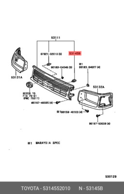 Genuine OE clip, radiator grille garnish, 5314552010 for TOYOTA 53145 ...
