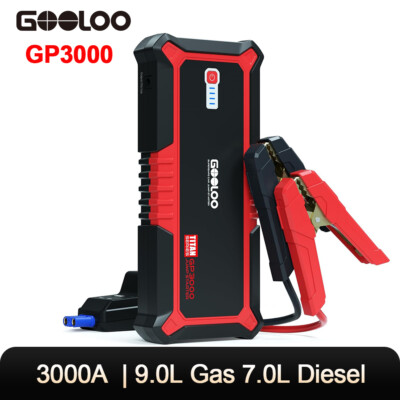 GOOLOO Upgraded GP3000 Jump Starter 3000A Battery Charger Power Bank ...