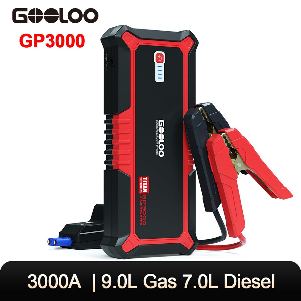 GOOLOO GP3000 Car Jump Starter 3000A Peak SuperSafe Battery Booster ...