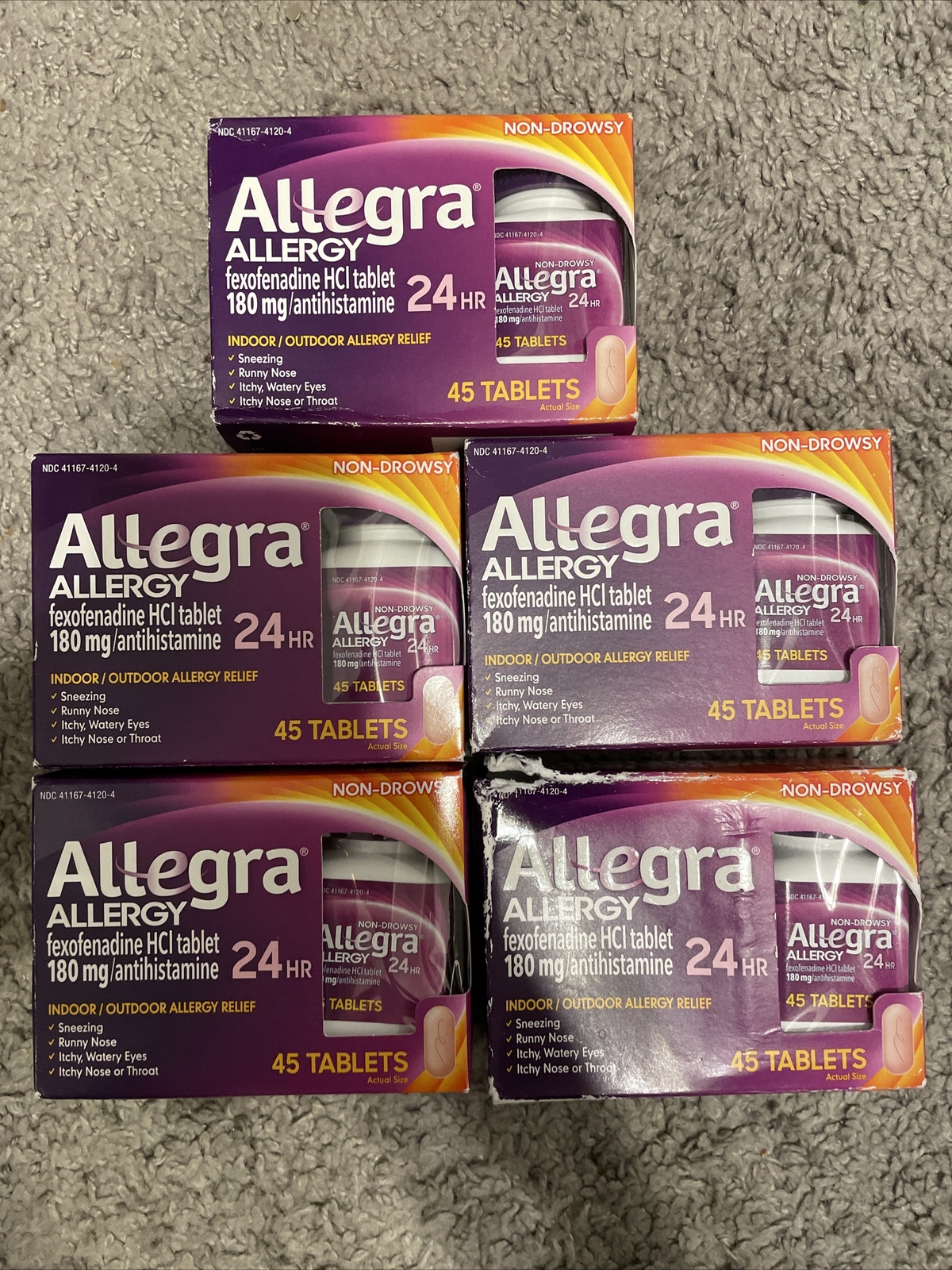 5 Boxes Allegra 180 mg Eye Allergy Relief, 45 Tablets New | eBay