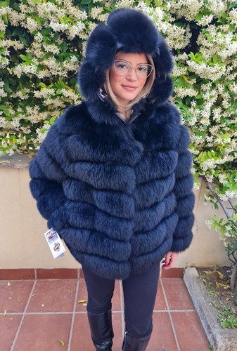 JACKET BLACK FOX FUR COAT FUCHS PELZMANTEL FOURRURE RENARD PELLICCIA ...