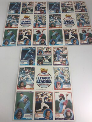 (3)x 1982 1983 Topps Baseball League Leaders Trading Card Uncut Sheet ...