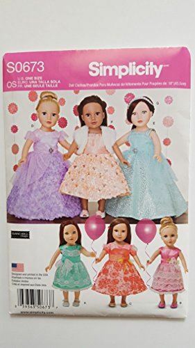 Simplicity Sewing Pattern 1135 0673 18" Doll Clothes Six Formal Dresses ...