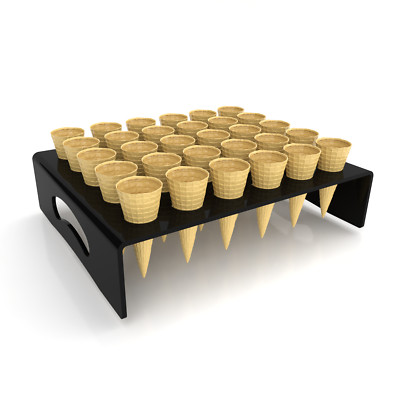 CANAPE / ICE CREAM/ MINI PIDY CONE CAKE STAND TRAY PLATE BLACK ACRYLIC ...