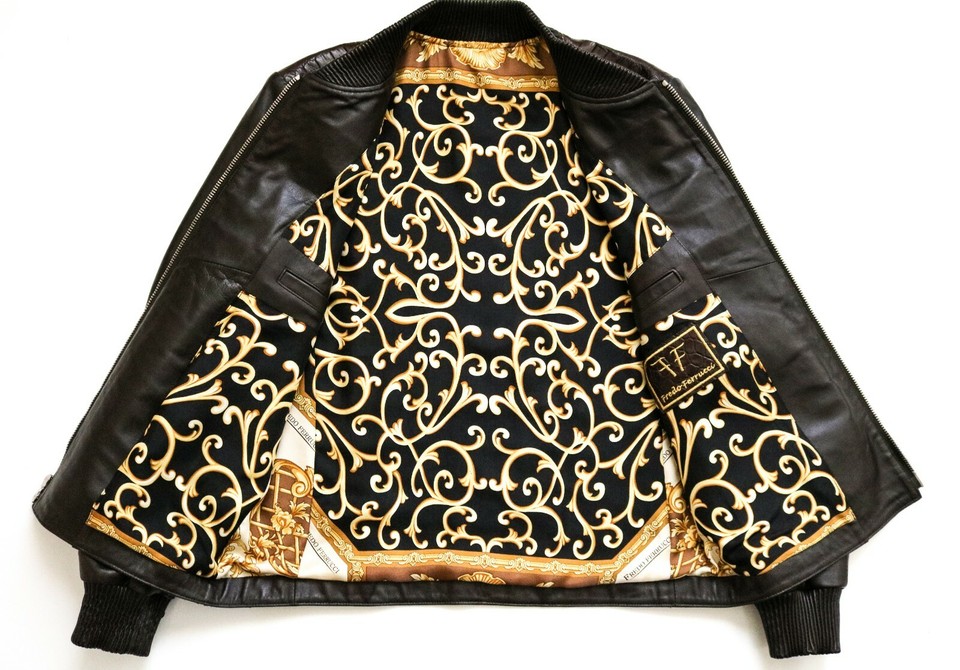$36795 FREDO FERRUCCI Brown Crocodile Alligator Leather Bomber Jacket ...