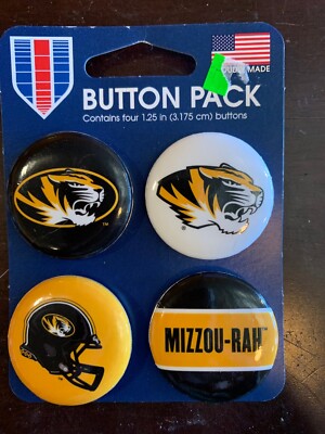 MIZZOU BUTTON PACK University of Missouri Columbia 4pk 1.25" buttons MIZZOU-RAH! | eBay