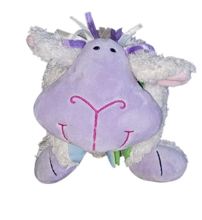 JellyCat Jelly Kitten Lilac Sheep Baby Book Ribbons Rattle Soft Plush ...