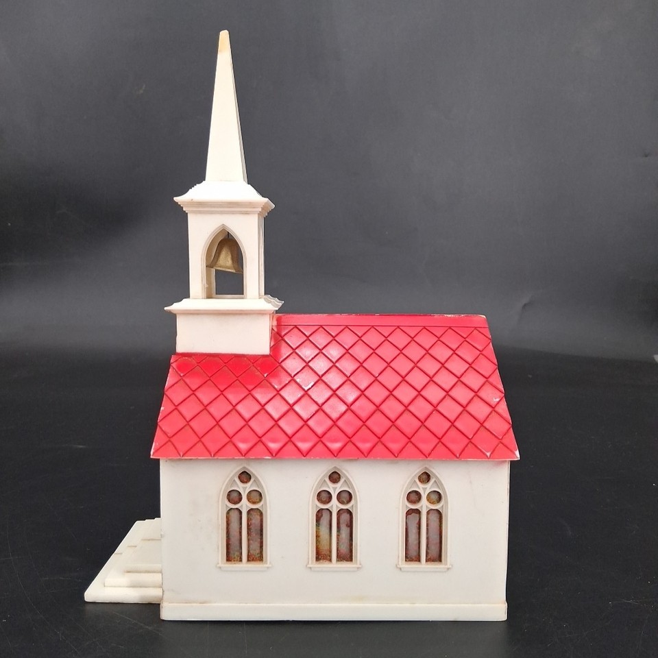 Vintage Glolite Illuminated Plastic Christmas Church Holiday Village ...