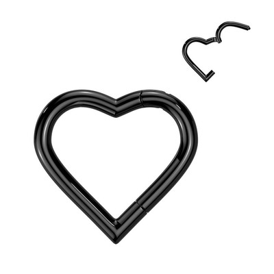 Black Titanium Heart Segment Ear Ring | eBay