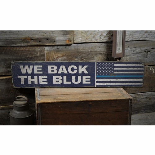 We Back The Blue Flag Novelty Distressed Sign, Personalized Wood Sign ...
