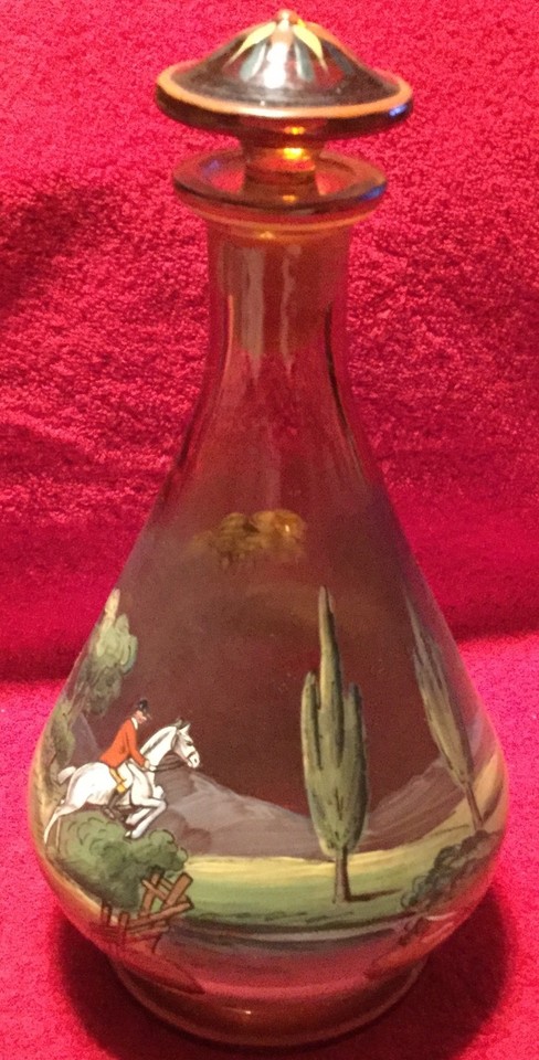 Fox Hunt Hunting Hand Painted Glass Bottle Decanter | eBay