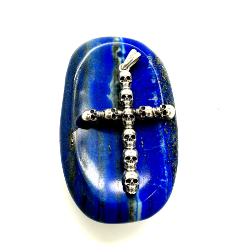 VINTAGE GR 925 STERLING SILVER SCULL GOTHIC CROSS PENDANT | eBay