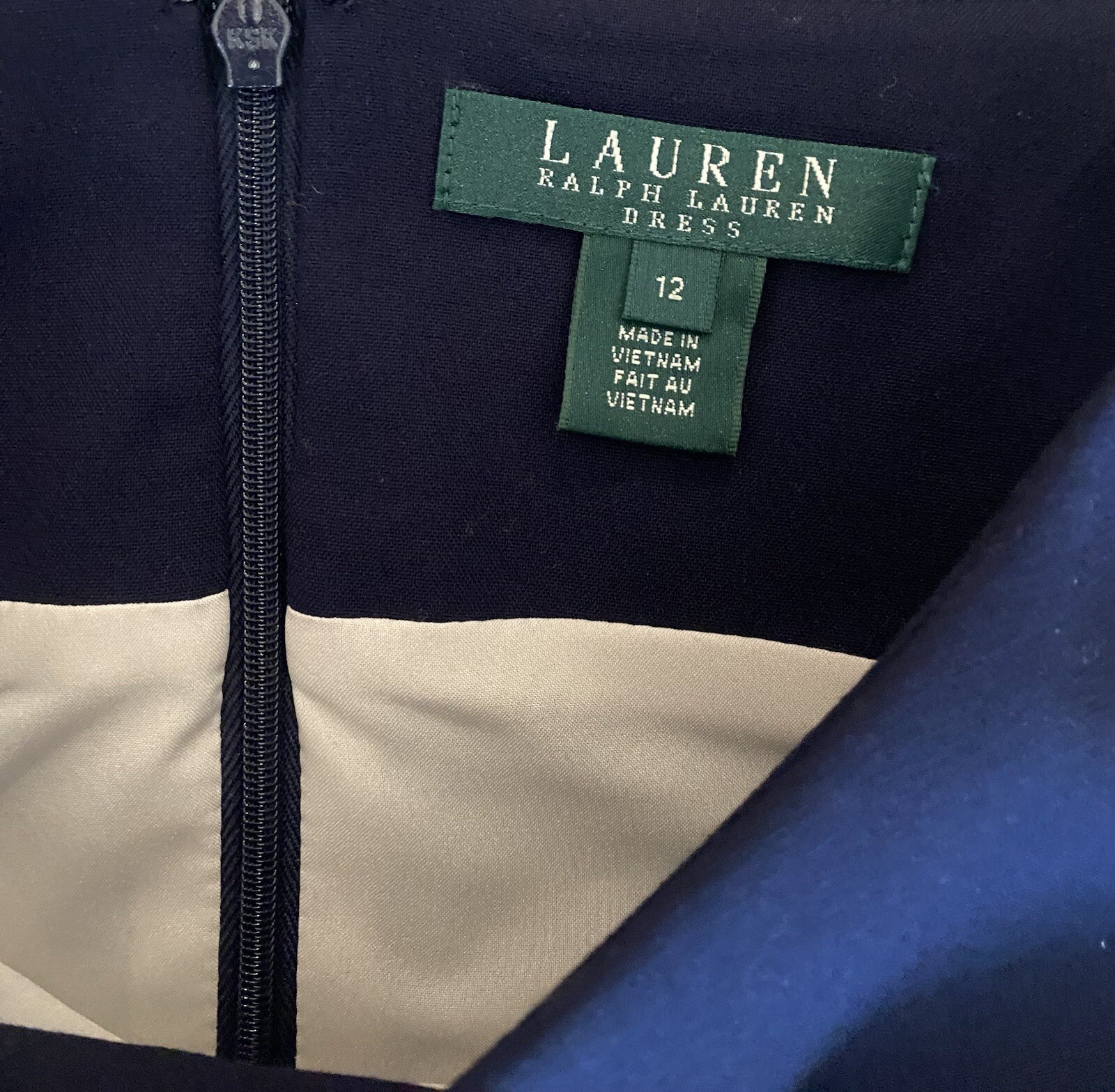 Lauren Ralph Lauren Colorblock Navy Sleeveless Sheath… - Gem