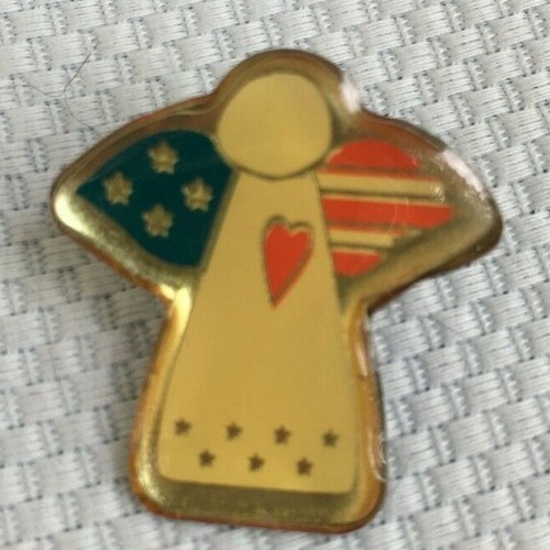 Vintage American Flag Angel Heart Lapel Hat Pin Christianity Religious ...