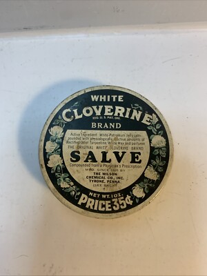 Vintage White Cloverine Brand Salve ~ 35 Cent ~ 1 oz Tin | eBay