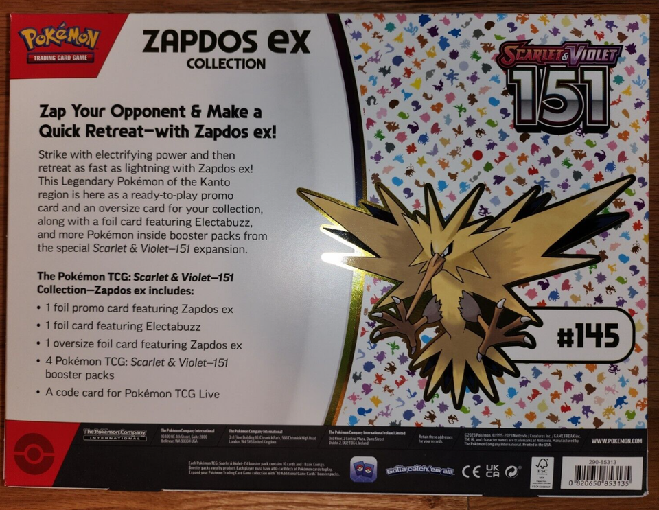 Pokemon TCG Scarlet & Violet 151 Zapdos Ex Collection |BRAND NEW SEALED ...