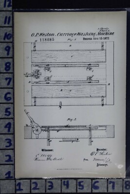 1871 WESTON SHATTUCKVILLE MA CARRIAGE WASHING MACHINE PATENT LITHO ...