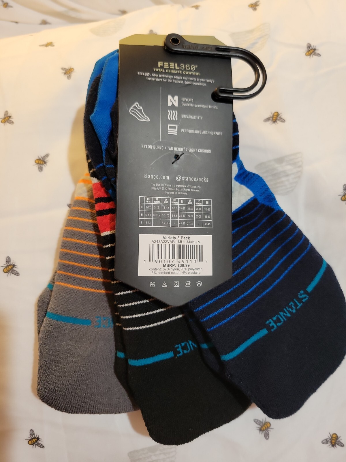 Stance Adult 3 Pk Performance Tab Sock Set Sz M Multicolor Nylon ...