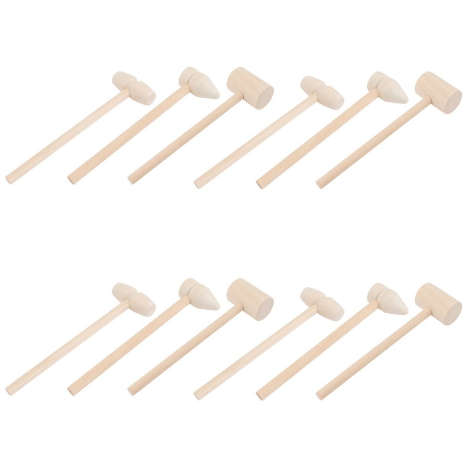 12 Pcs Wood Beat Toys Mini Mallet Wooden Cake Hammers for Kids Hand ...