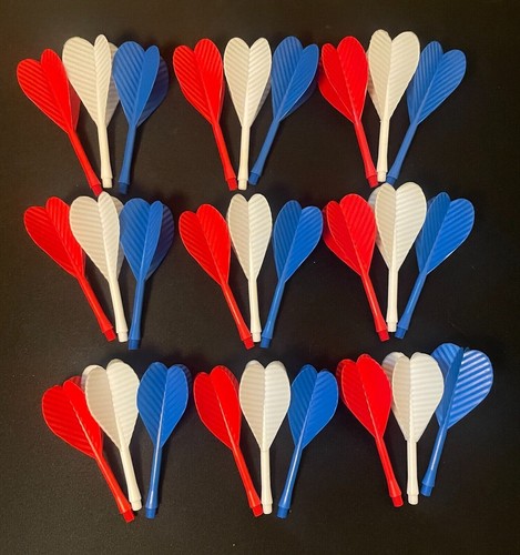 9 SETS Dart Flights Shafts Stems USA America Red White Blue Molded One ...