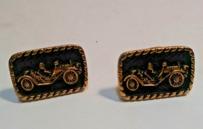 Vintage Antique Car Roadster Cufflinks Black And Gold Tone M BX 11 | eBay