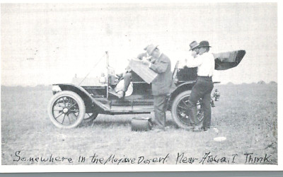 VIntage Postcard-Men traveling thru Mojave Desert in Old Car, CA | eBay