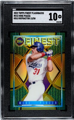 2022 Topps Finest Flashbacks #213 Mike Piazza GOLD REFRACTOR /50 SGC 10 ...