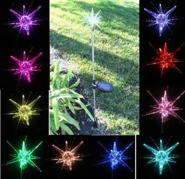 2 pcs Starburst Garden Solar Stake Light Landscape Pathway Color Change ...