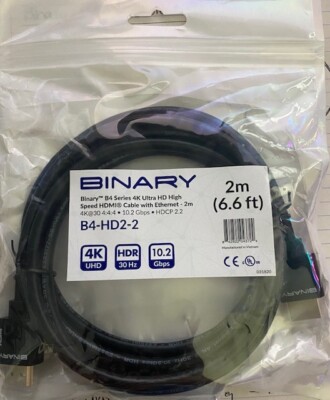 Binary B4 Series 4k Ultra HD High Speed HDMI Cable with Ethernet 2m/6.6ft | eBay