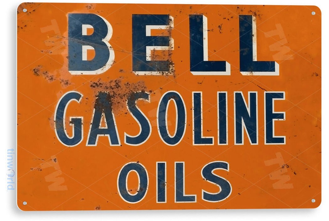 Bell Gasoline Oil Sign, Gas Station, Garage, Auto Shop, Retro Tin Sign ...