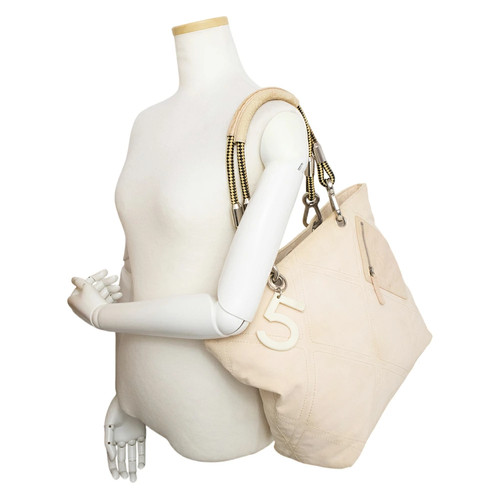 Used CHANEL No.5 Number 5 Coco Mark Rope Tote Handbag Canvas Leather ...