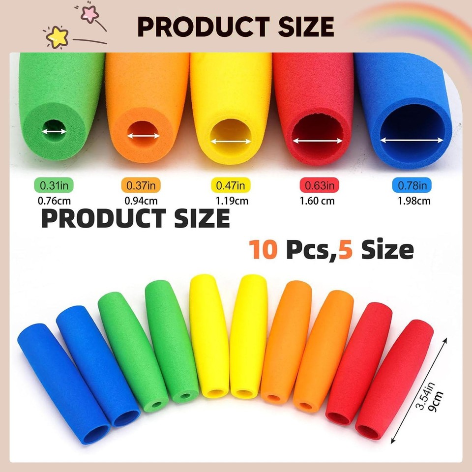 10Pcs Foam Grip Tubing Foam Tubes Grip Aid for Elderly Disabled Spoons ...