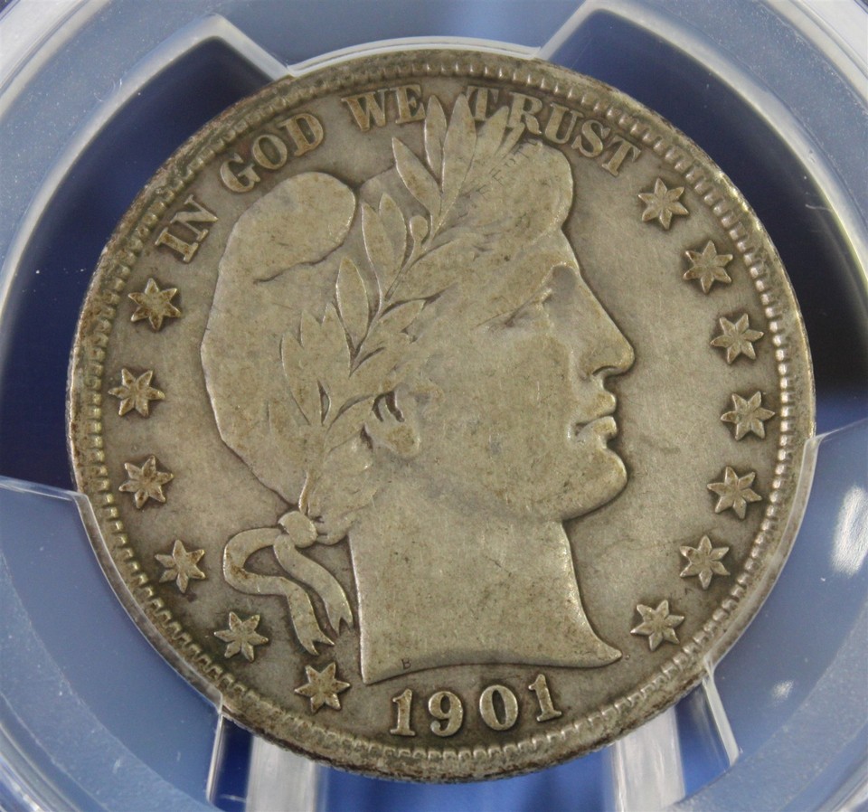 1901 US Barber Half Dollar 50¢ PCGS Genuine Cleaned VF Details 90% ...