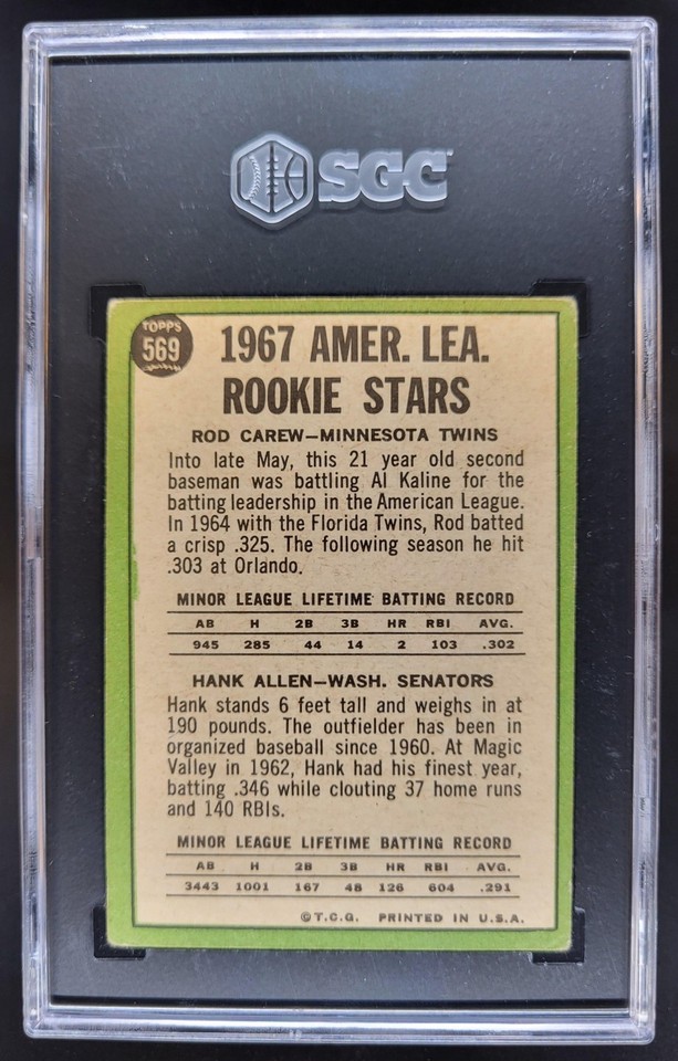 1967 Topps A. League Rookie Stars Rod Carew Hank Allen RS, RC, RC SGC 3 ...