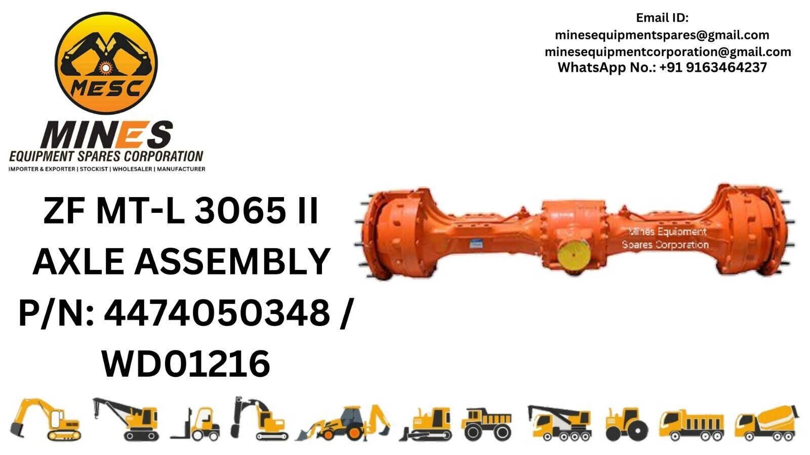REMANUFACTURED ZF MT-L 3065 II AXLE ASSEMBLY P/N: 4474050348 ...