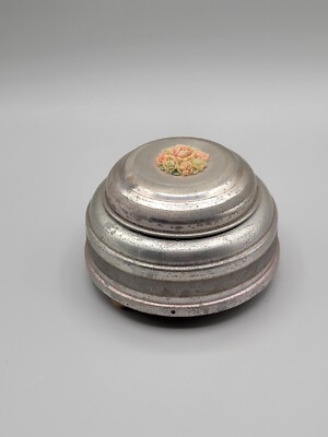 Antique Vintage Metal Powder Puff Music Box - Works | eBay