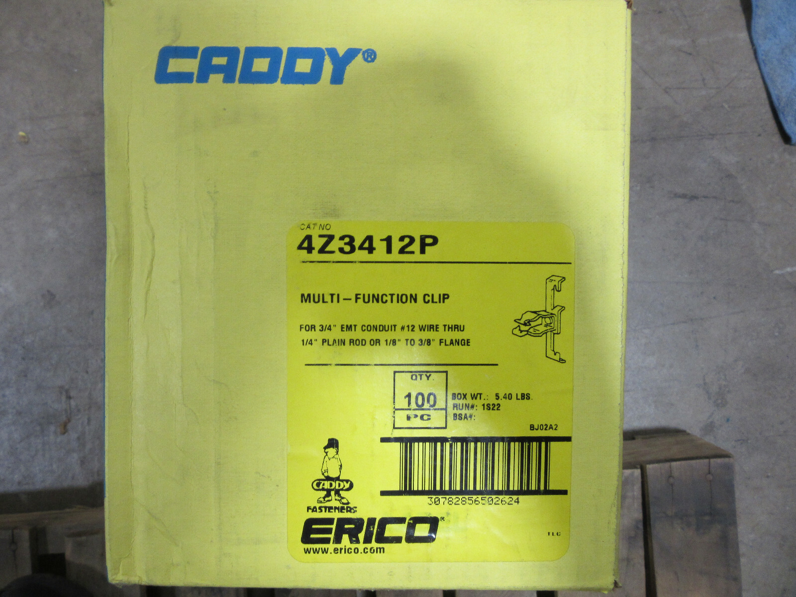 (100 Pack Box) Erico Caddy 4Z3412P Multi Function Clips for 3/4" EMT ...