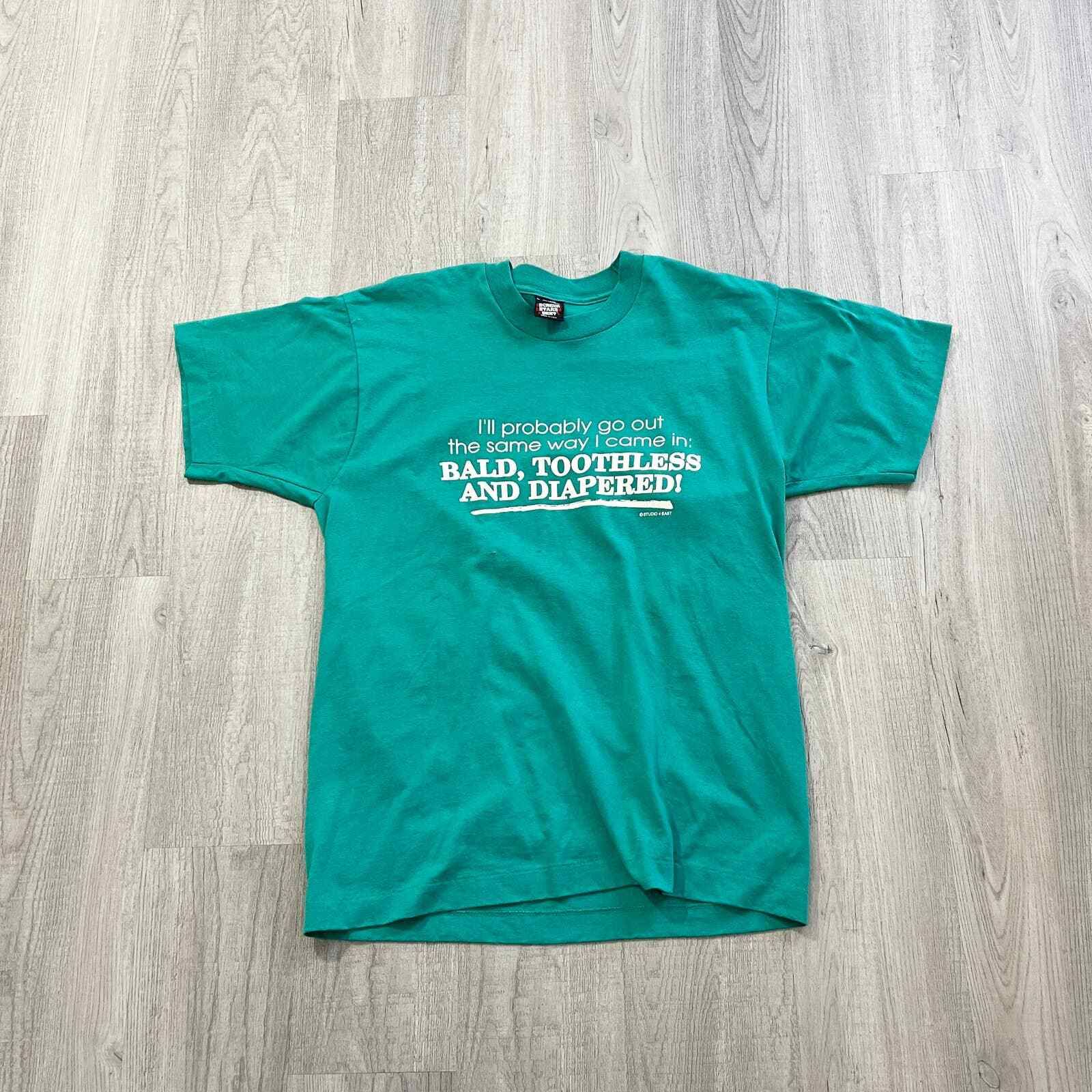 VINTAGE 90s Bald Toothless And Diapered Humor Shirt A… - Gem