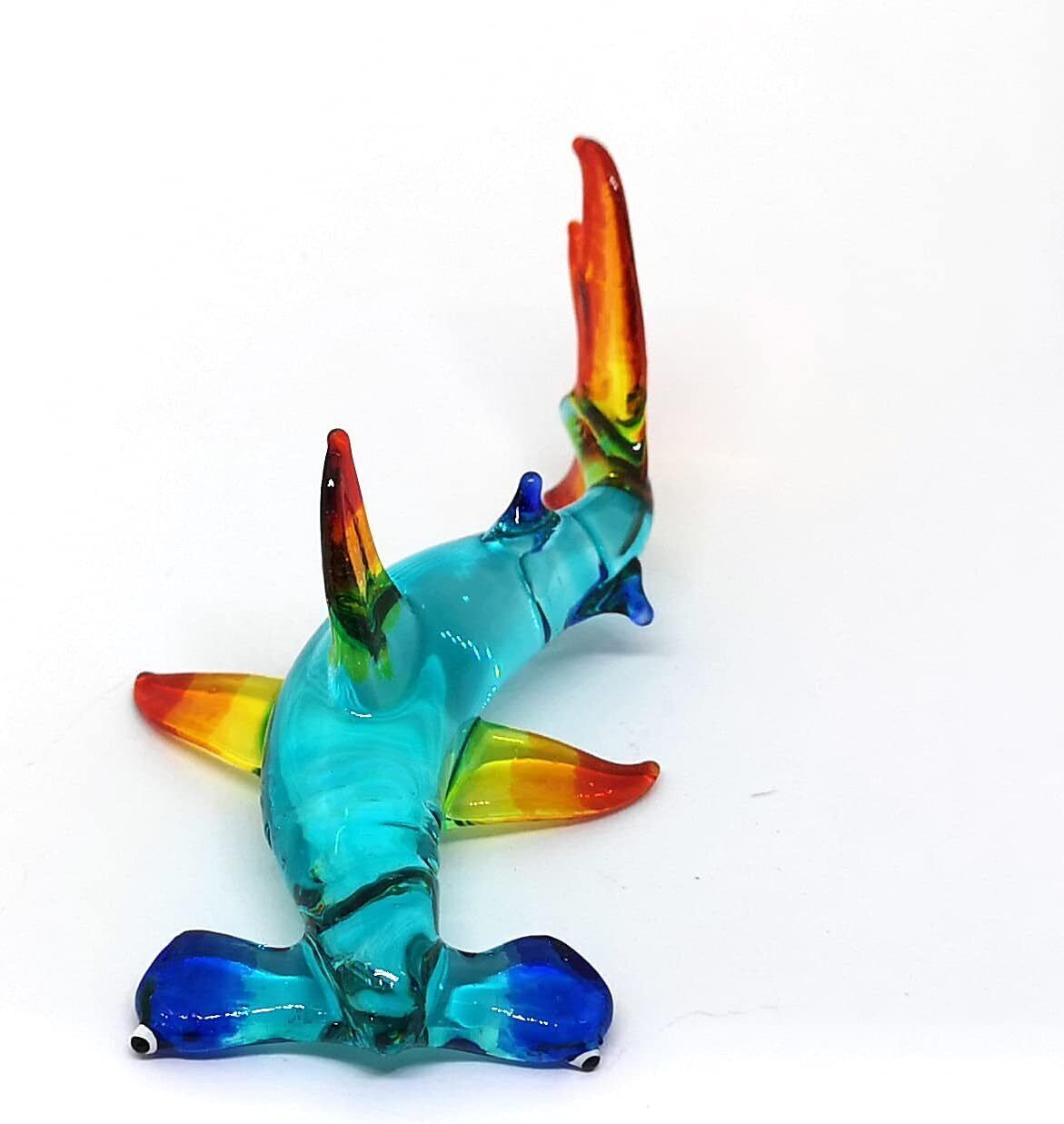 New Mini Blown Glass Shark Hammerhead Figurine Fish Aquarium Miniature ...